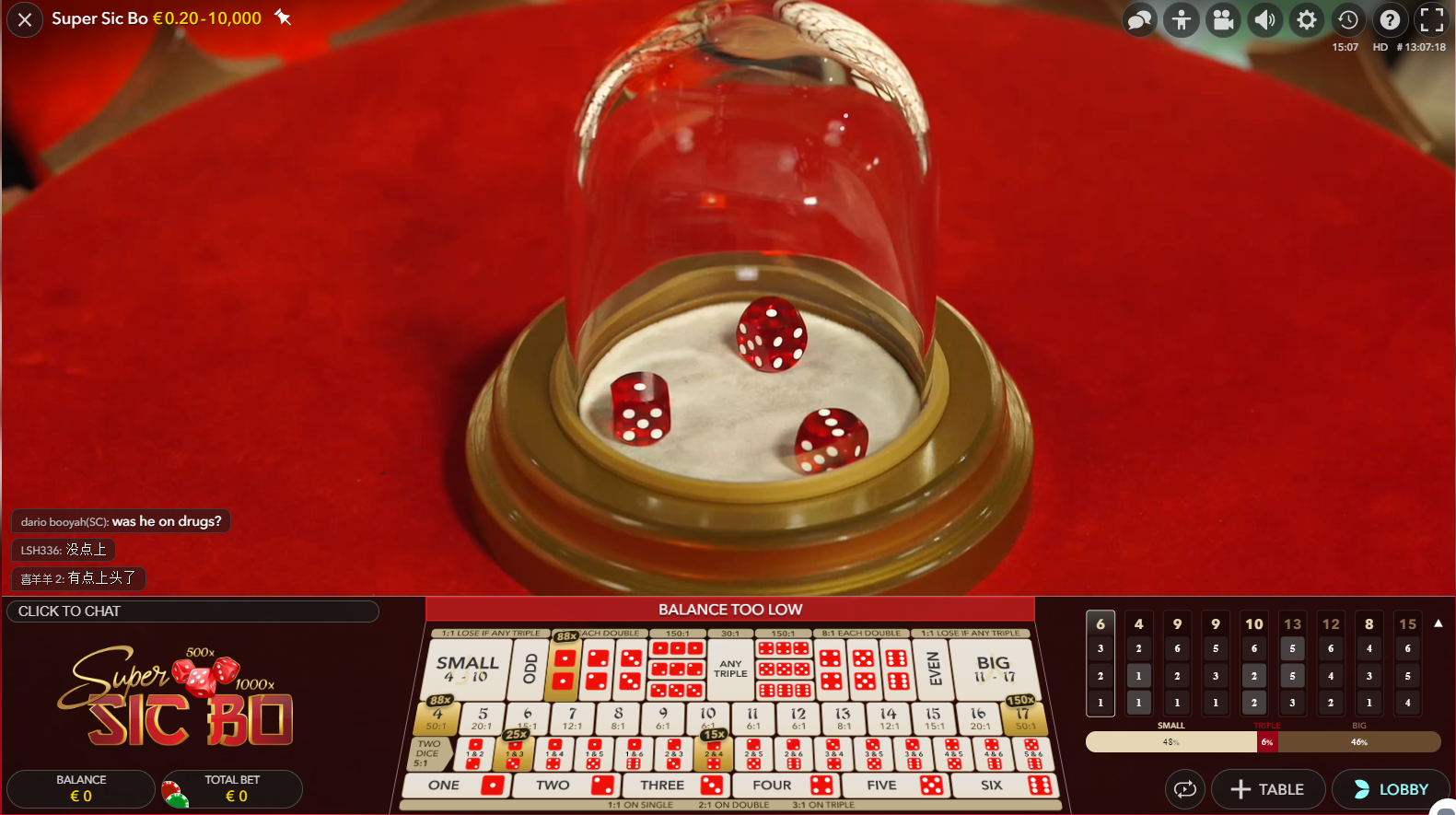 EVOLUTION SUPER SIC BO - Live Casino Games